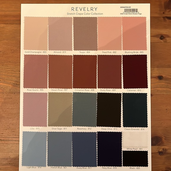 Revelry | Other | Revelry Swatches Bridesmaid Color Swatches Crepe ...